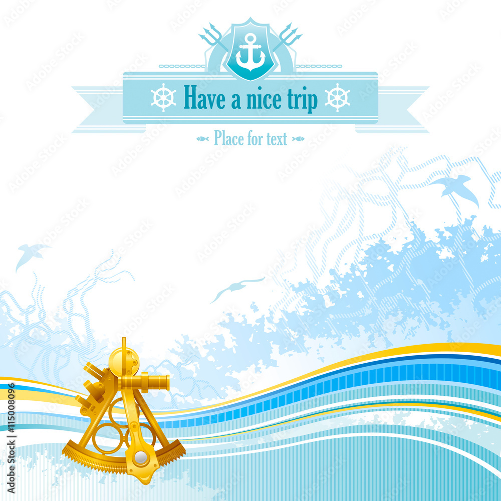 Sea travel background design for yacht club with net, foam, and ...