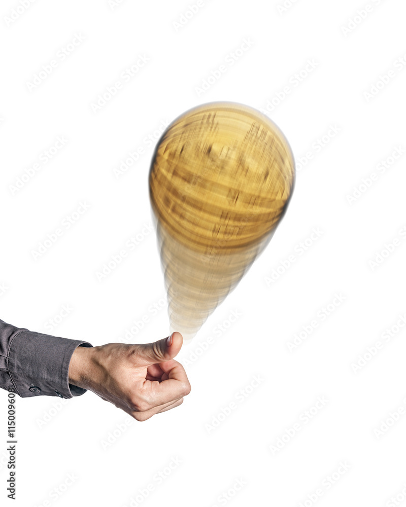 Person hand throwing up a coin to make a decision isolated on wtite ...