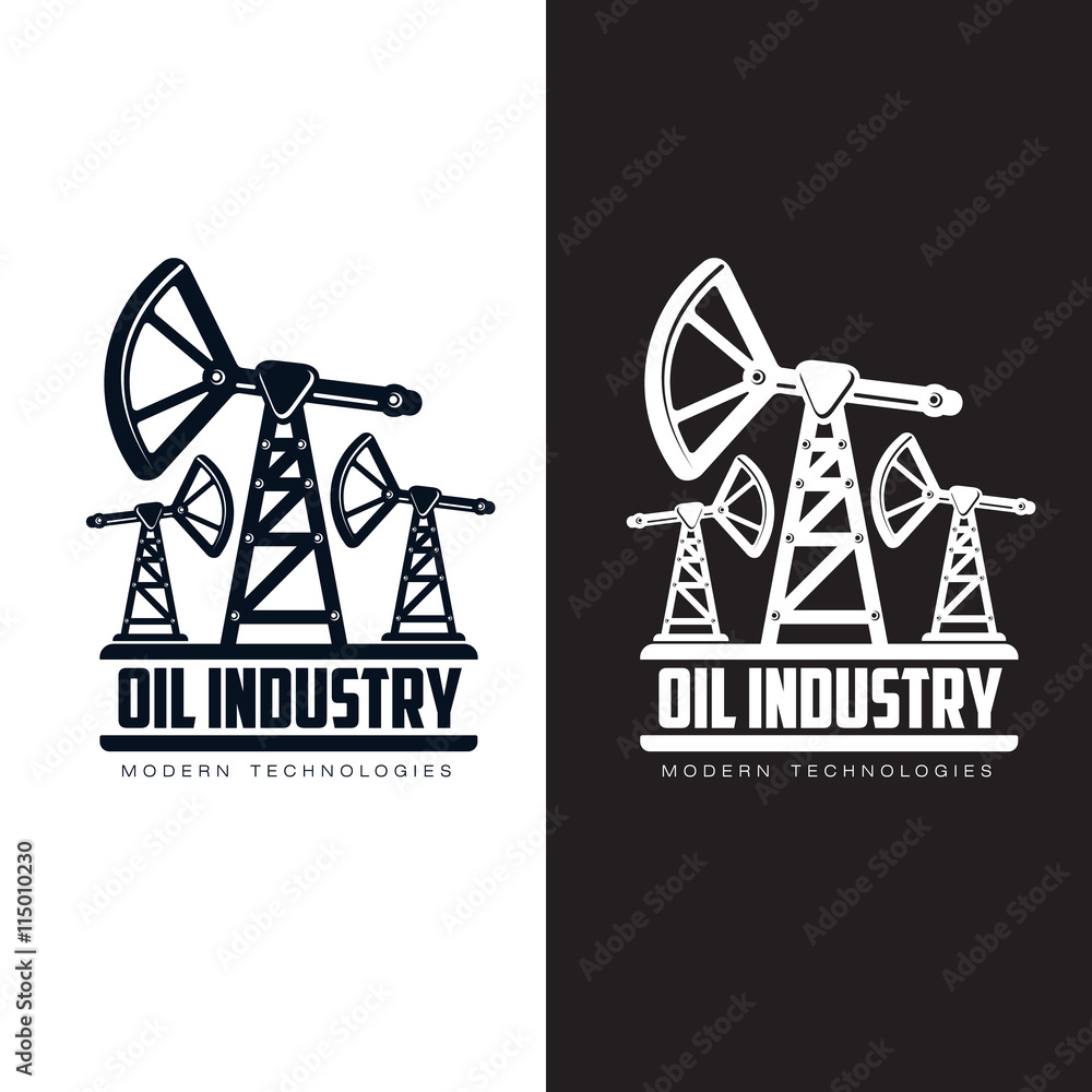 set of logos with oil, vectors flat illustration isolated on white ...