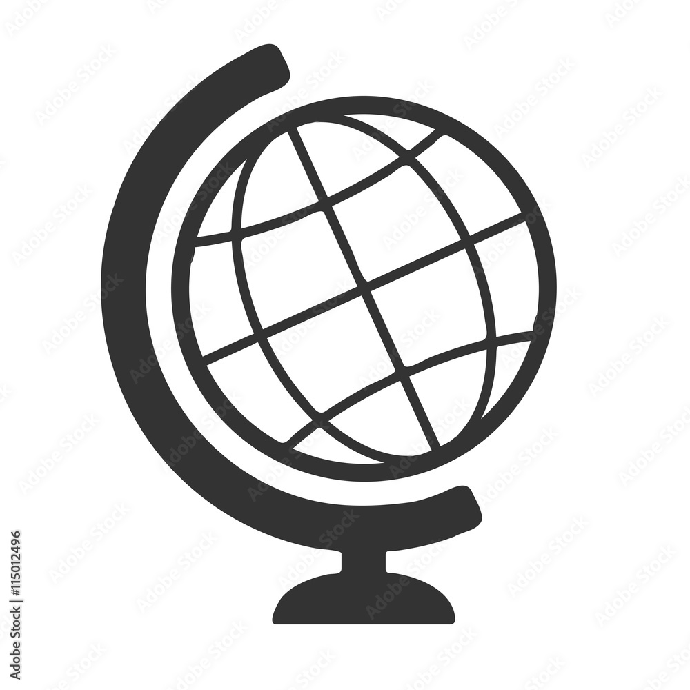 Globe icon. Simple black logo of globe. Globe flat picture isolated on ...