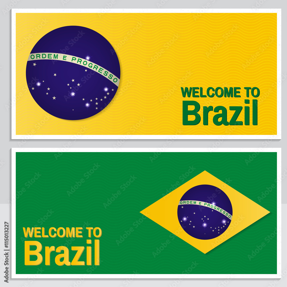 Welcome to Brazil. Set of patriotic banner for website template, cards ...