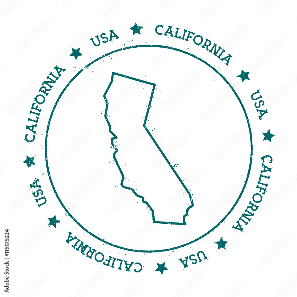 California vector map. Retro vintage insignia with US state map ...