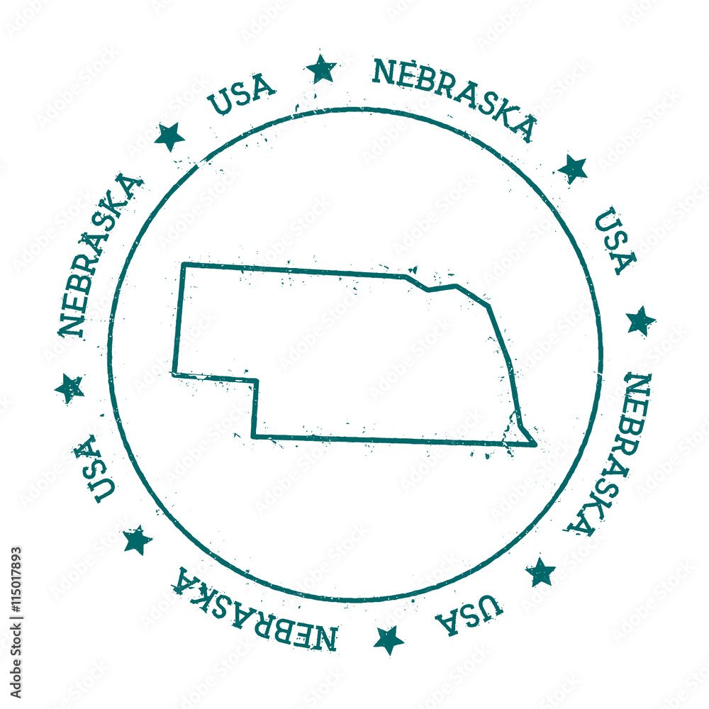 Nebraska vector map. Retro vintage insignia with US state map ...