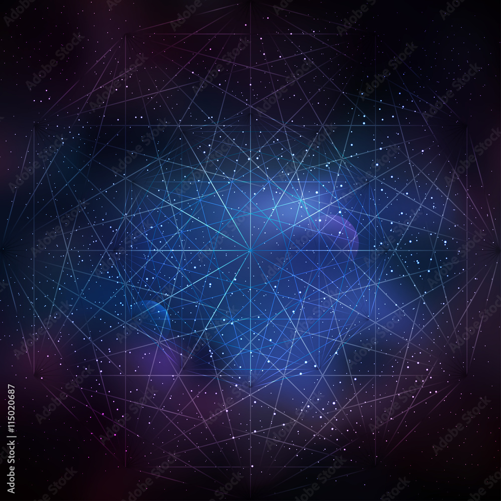 Space background with sacred geometry, stars and planet. Eps 10 Stock ...