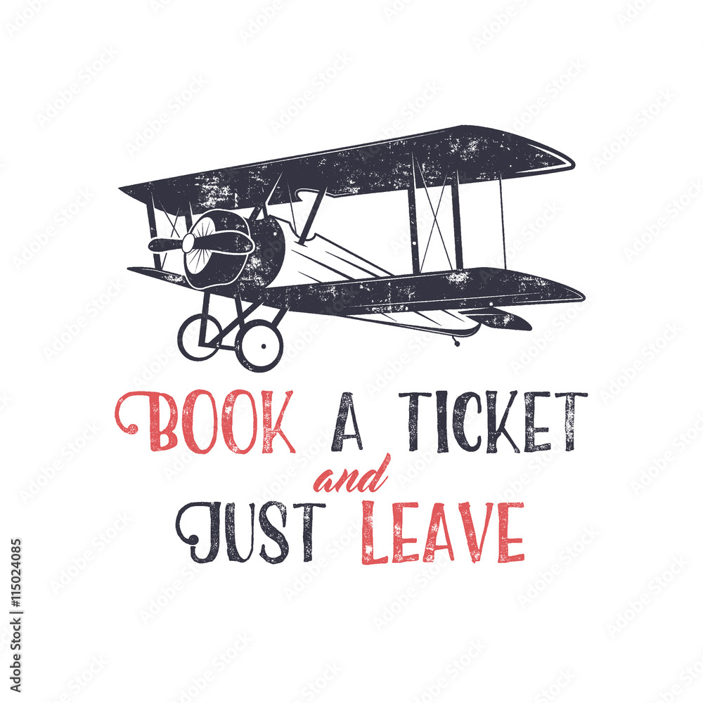 Vintage airplane typography poster. Lettering and old biplane symbol ...