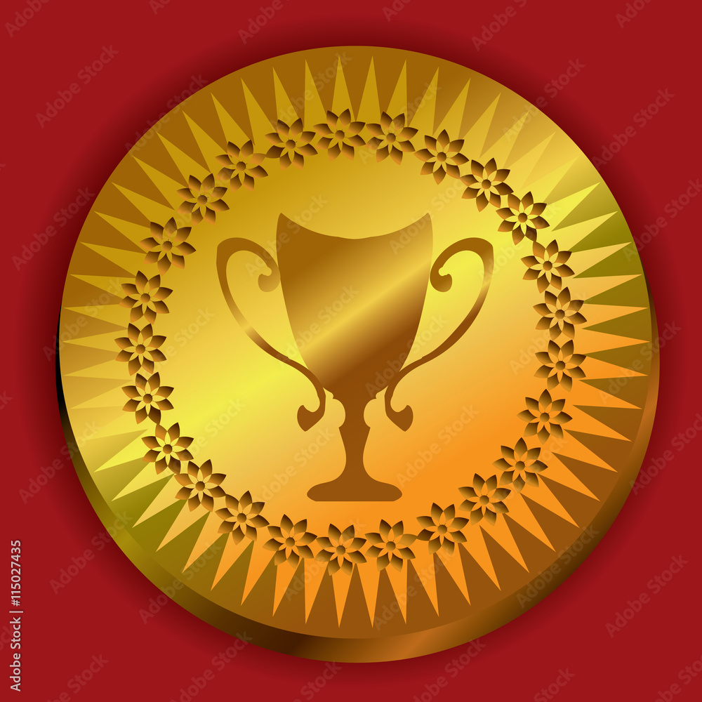 Vector gold winner cup on circle gold medal - trophy concept vector ...