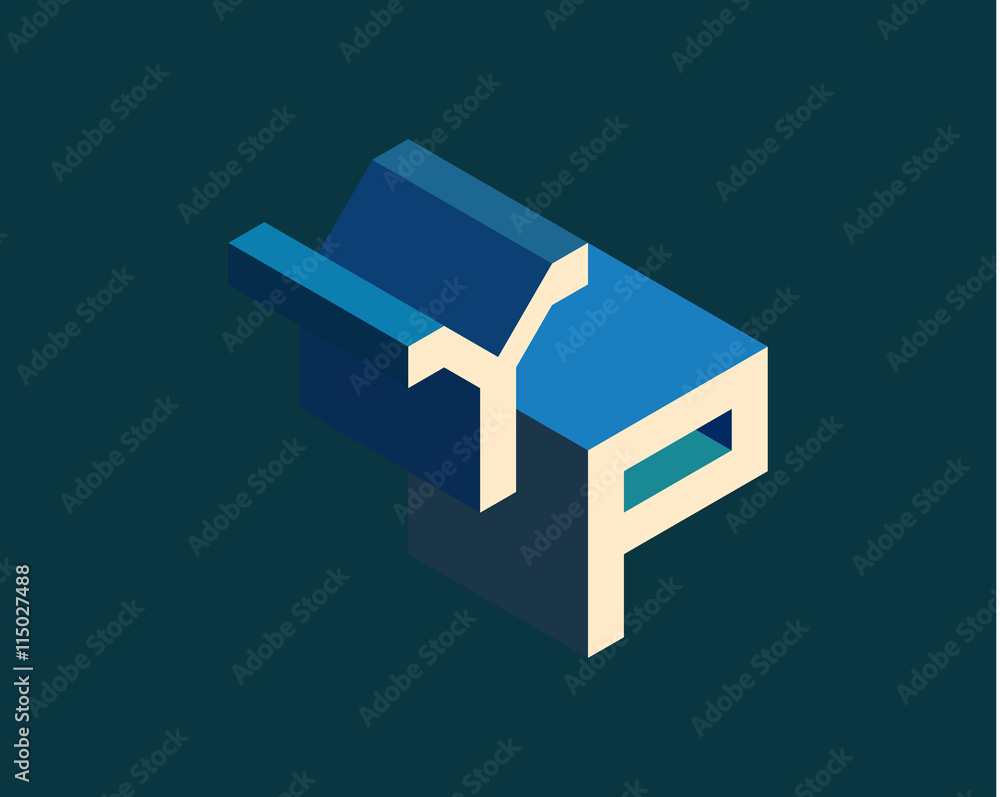YP isometric 3D letter logo. three-dimensional stock vector alphabet ...