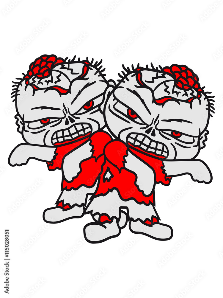 2 friends team party brain comic cartoon evil little sweet child zombie ...