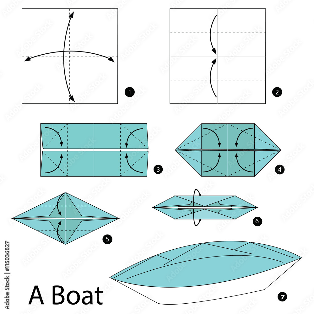 Step by step instructions how to make origami A Boat. Stock Vector ...