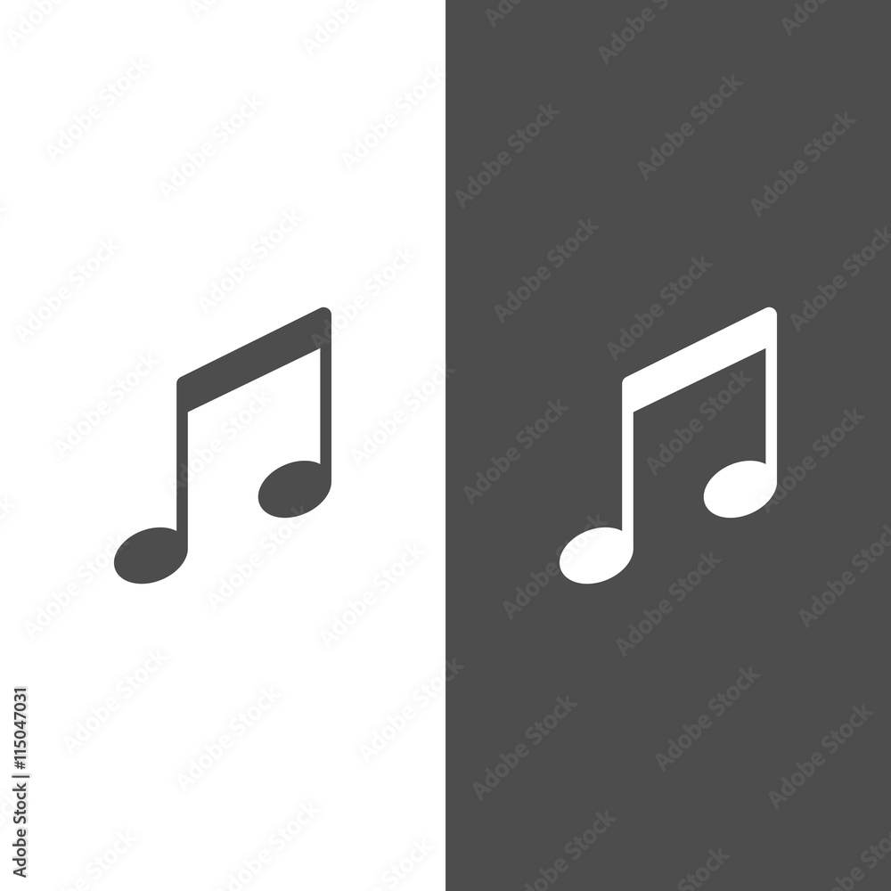Icono de nota musical sobre fondos blanco y negro Stock Vector | Adobe ...