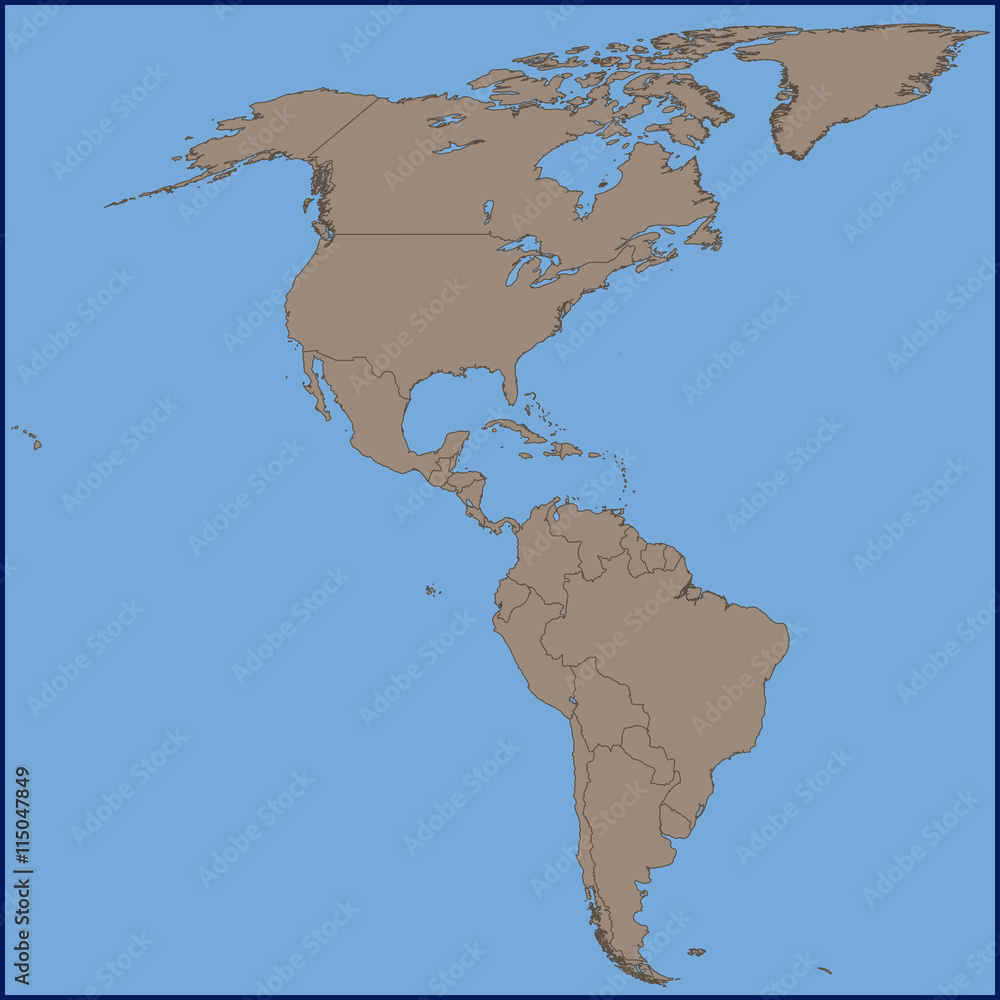 Empty Political Map of The Americas Stock Vector | Adobe Stock