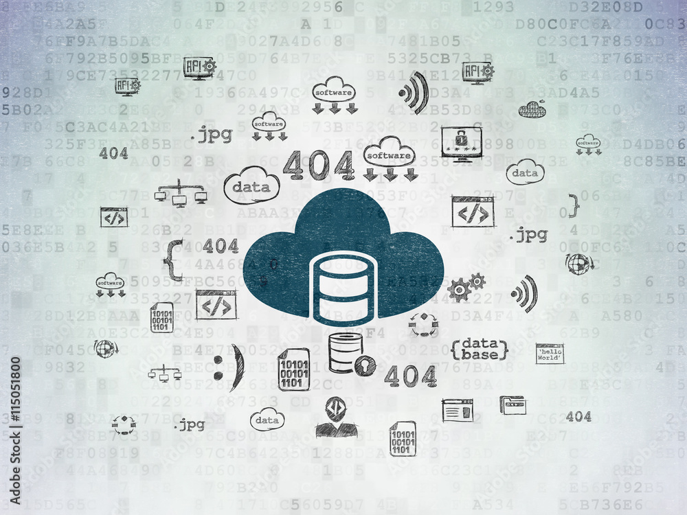 Software concept: Database With Cloud on Digital Data Paper background ...