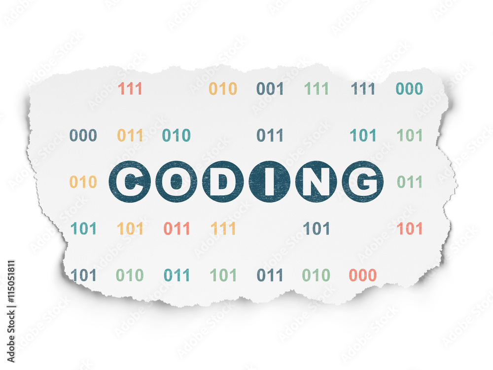 Programming concept: Coding on Torn Paper background Stock Illustration ...