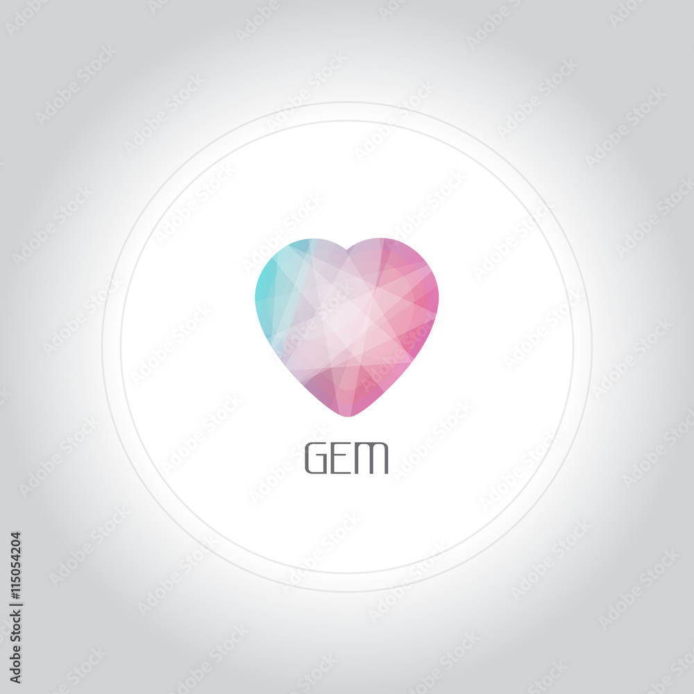 Hearth shape gem logo in low lolygon style. Vector illustration for web ...