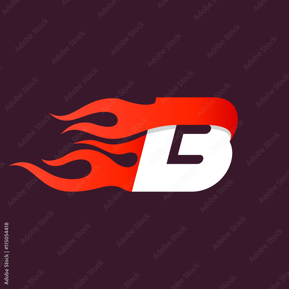 Fast fire letter B logo on dark. Stock Vector | Adobe Stock