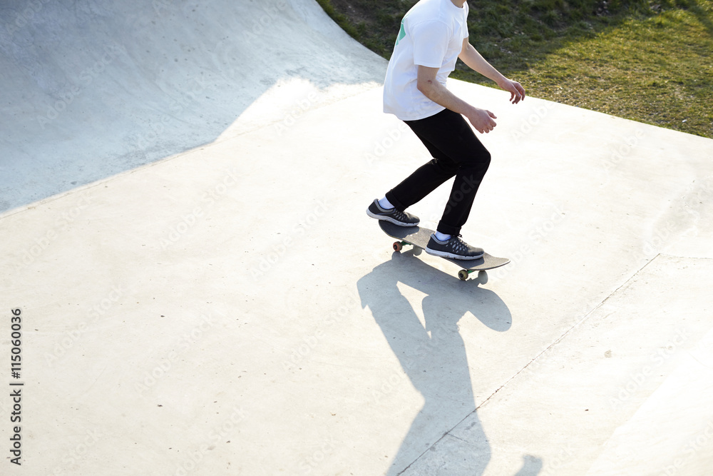 Action Shot Of Skateboarder's Feet With Skateboard Stock Photo | Adobe ...