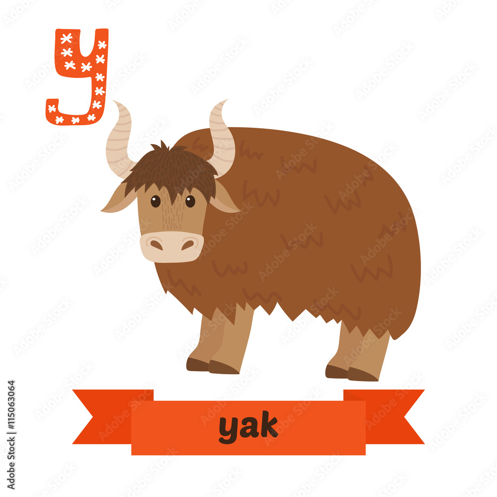 Yak. Y letter. Cute children animal alphabet in vector. Funny ca Stock ...