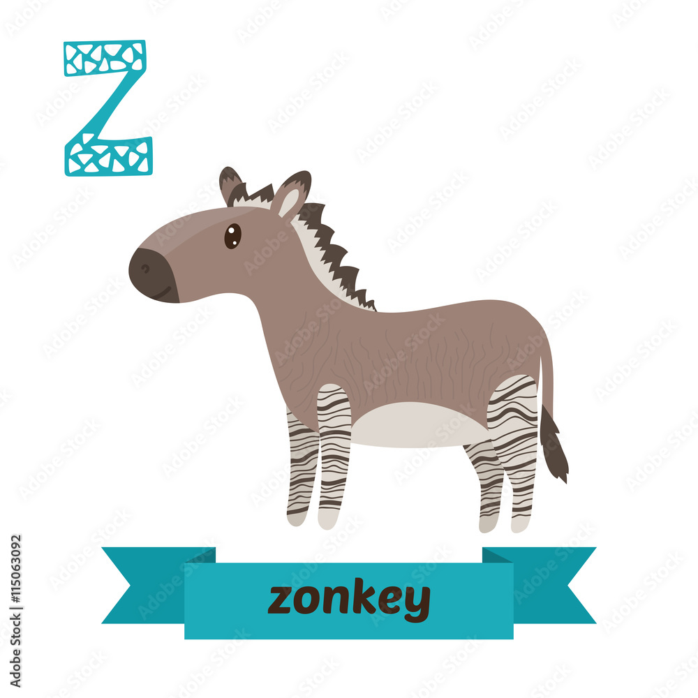 Zonkey. Z letter. Cute children animal alphabet in vector. Funny Stock ...