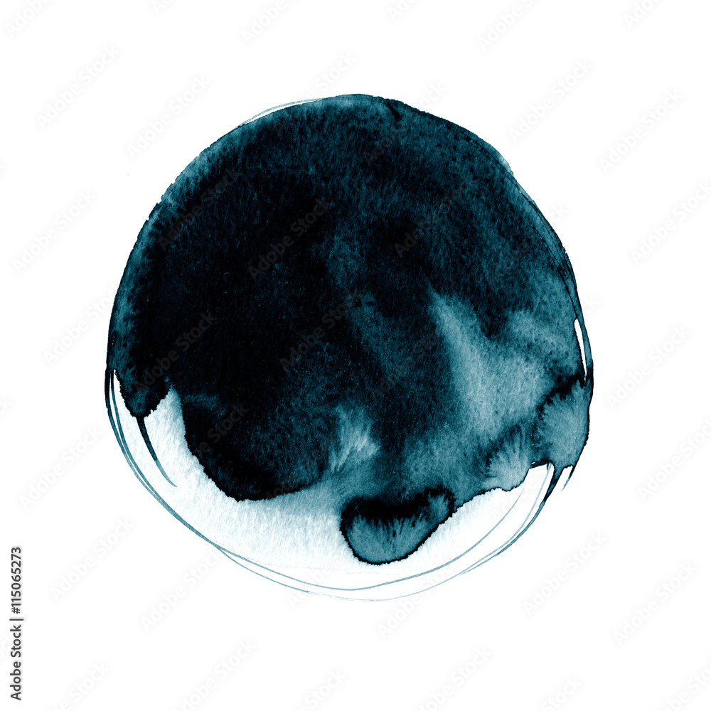 Large ink spot with paint texture isolated on white background ...