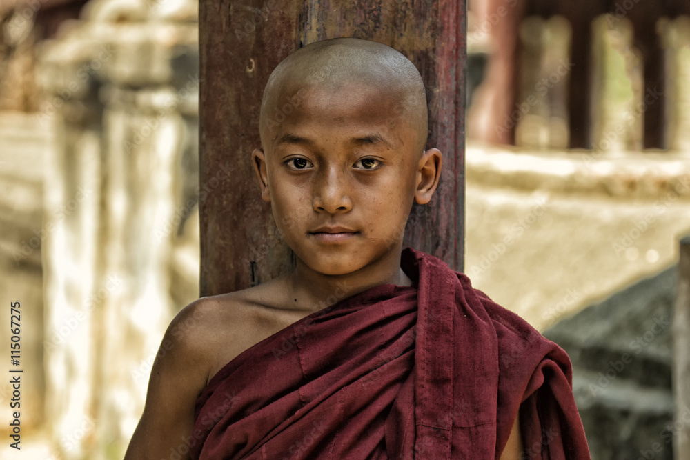Novice boy Buddhist monk in Burma Stock Photo | Adobe Stock