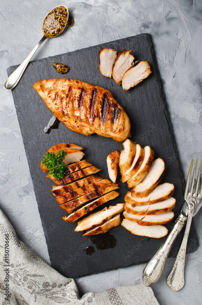 Grilled chicken fillets in a spicy marinade Stock Photo | Adobe Stock