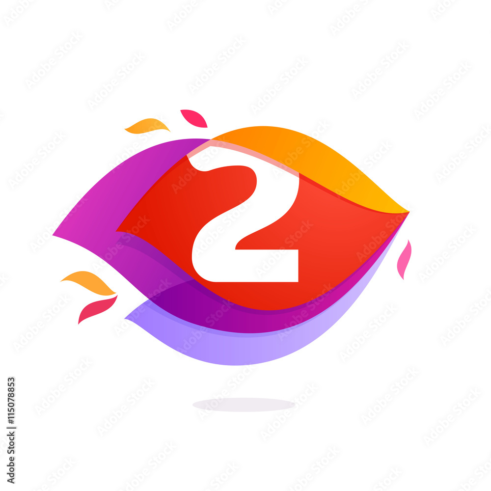 Number two logo in flame intersection icon. Stock Vector | Adobe Stock