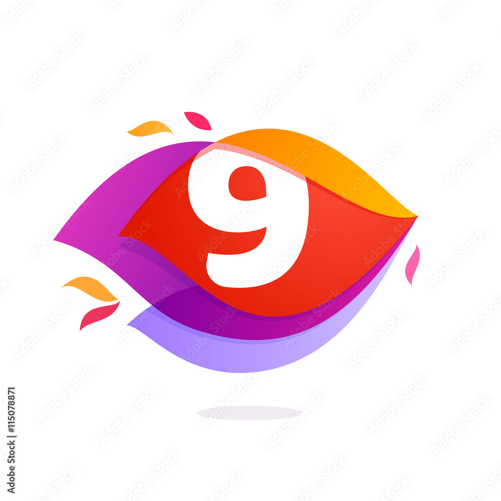 Number nine logo in flame intersection icon. Stock Vector | Adobe Stock