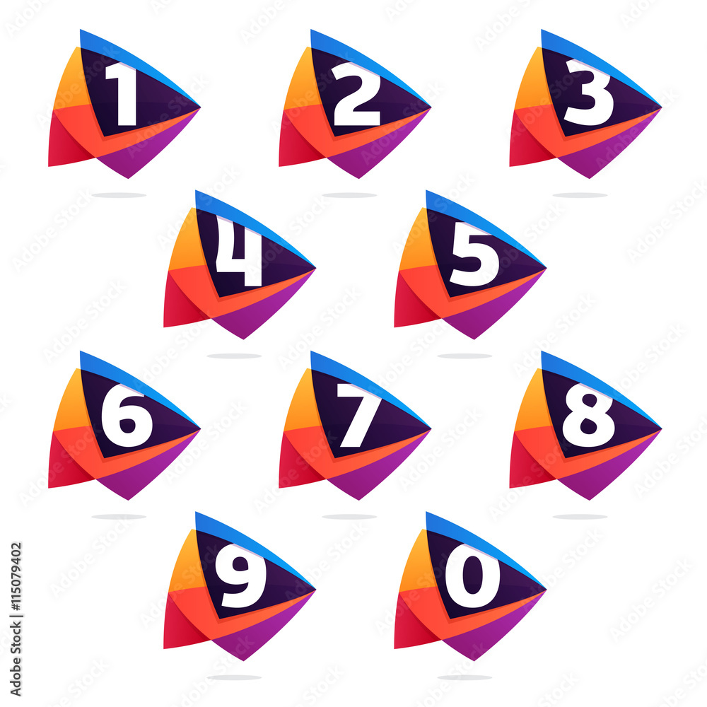 Numbers set logos in triangle Play button icon. Stock Vector | Adobe Stock