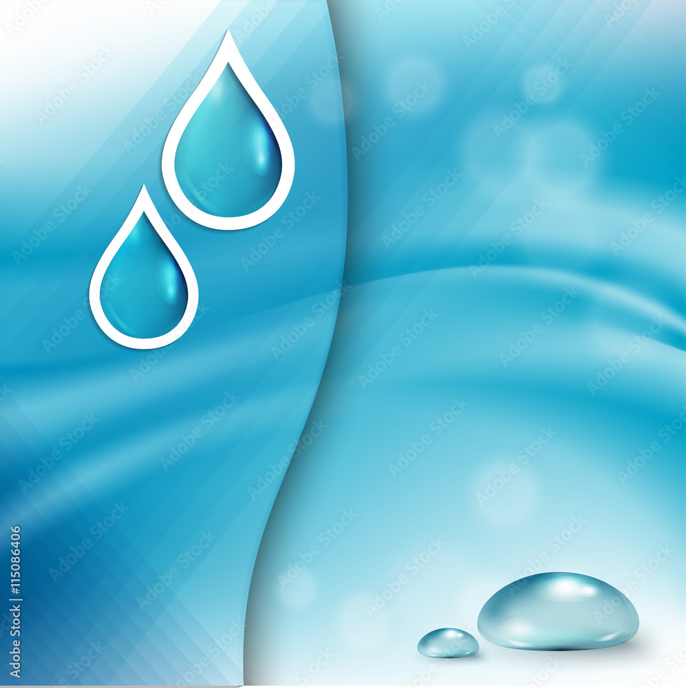 Blue shiny water drops set of banners. Fresh rain pattern for design ...