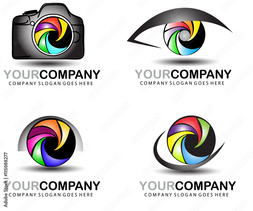 Camera logo set.Photography logo design Stock Vector | Adobe Stock