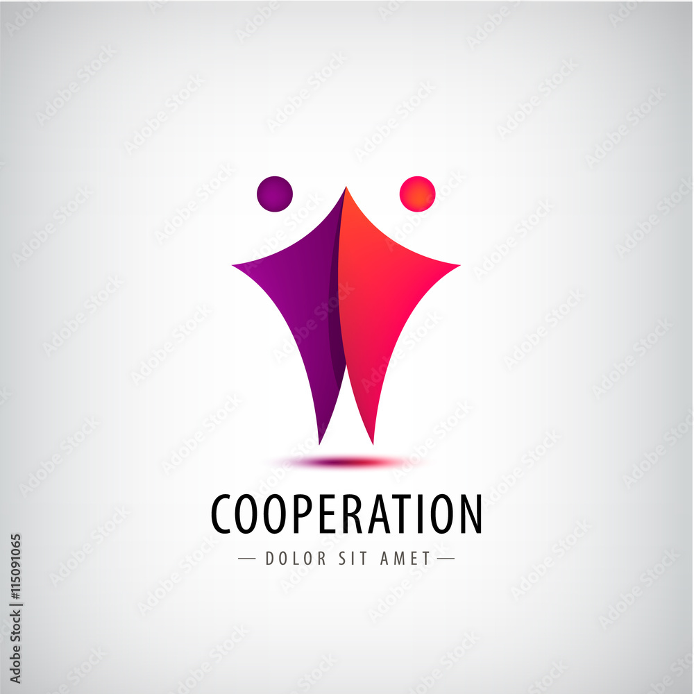 Vector 2 men logo, team icon, cooperation sign. Stock Vector | Adobe Stock