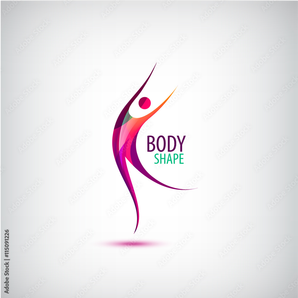 Vector body shape logo. Human icon, dancing, sport, positive man. Stock ...