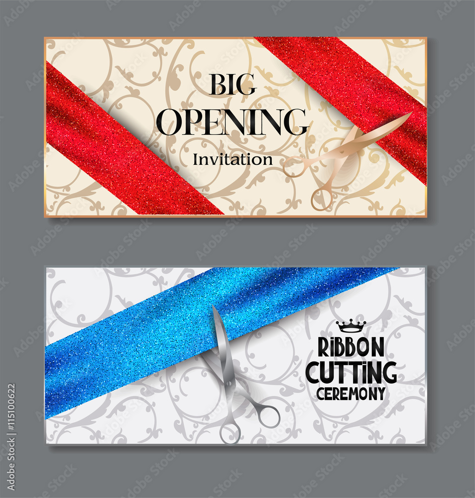 Elegant horizontal banners for grand opening ceremony with sparkling ...