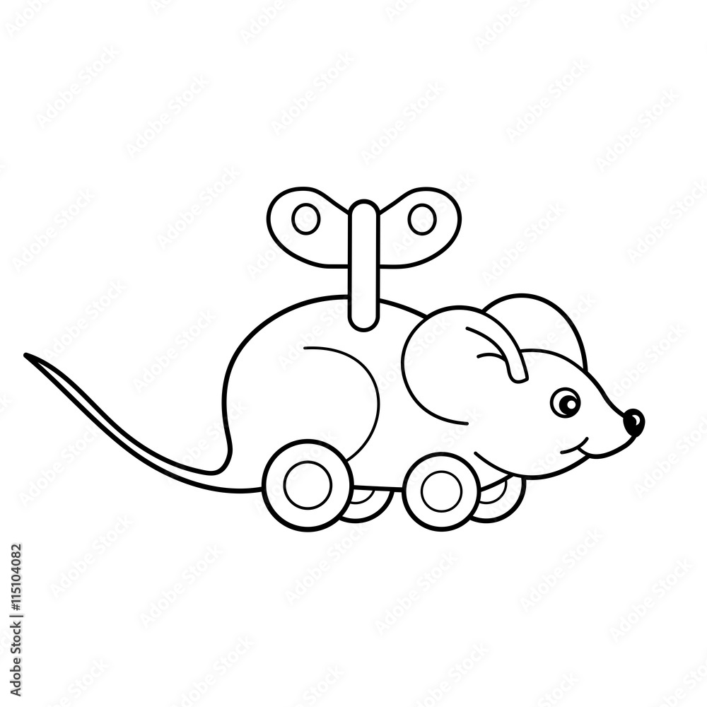 Coloring Page Outline Of toy clockwork mouse. Coloring book for kids ...