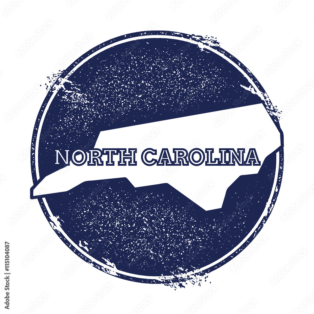 North Carolina vector map. Grunge rubber stamp with the name and map of ...