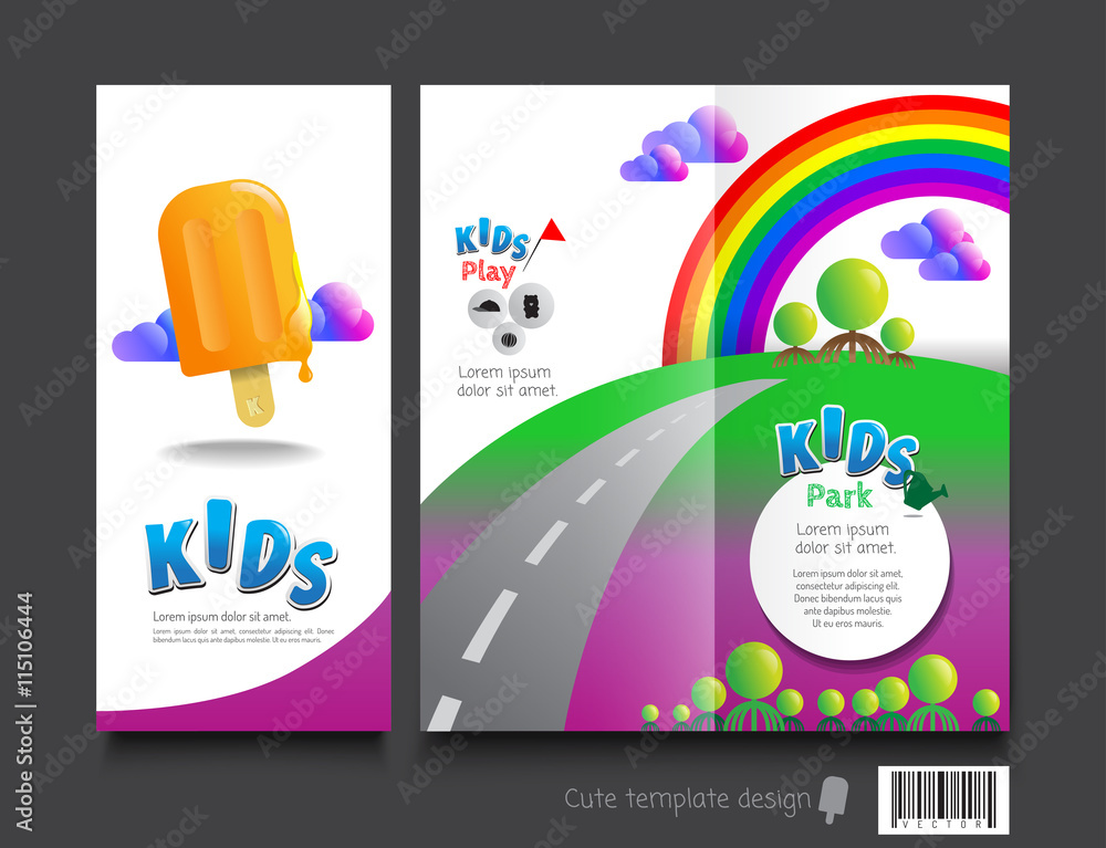 Cute brochure template design. Kids concept Stock Vector | Adobe Stock