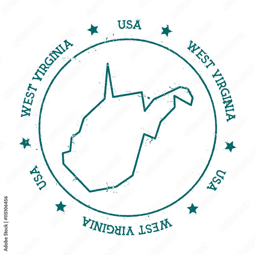 West Virginia vector map. Retro vintage insignia with US state map ...