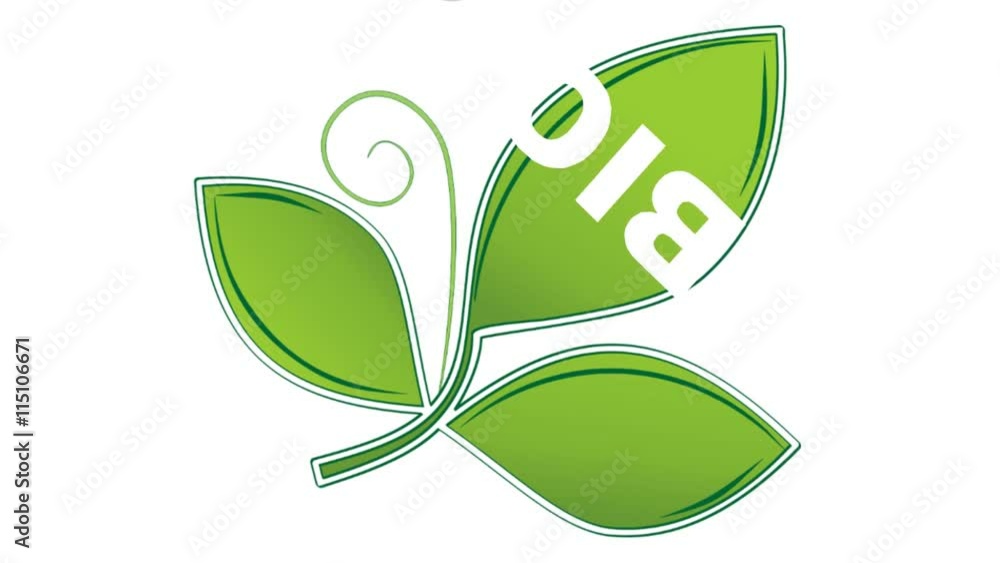 Animated bio product advertising with green rotating trefoil and ...
