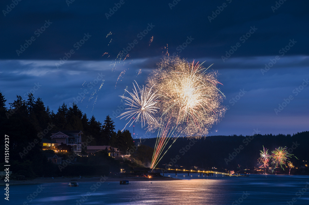 4th of July Fireworks Display.Independence Day signals fireworks and ...