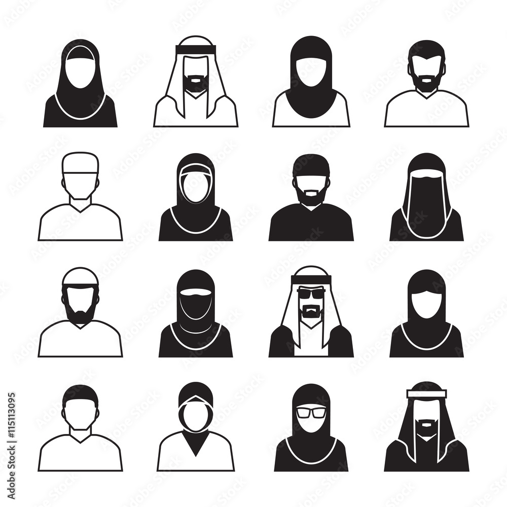 Middle Eastern People ,vector Icons and symbol Stock Vector | Adobe Stock