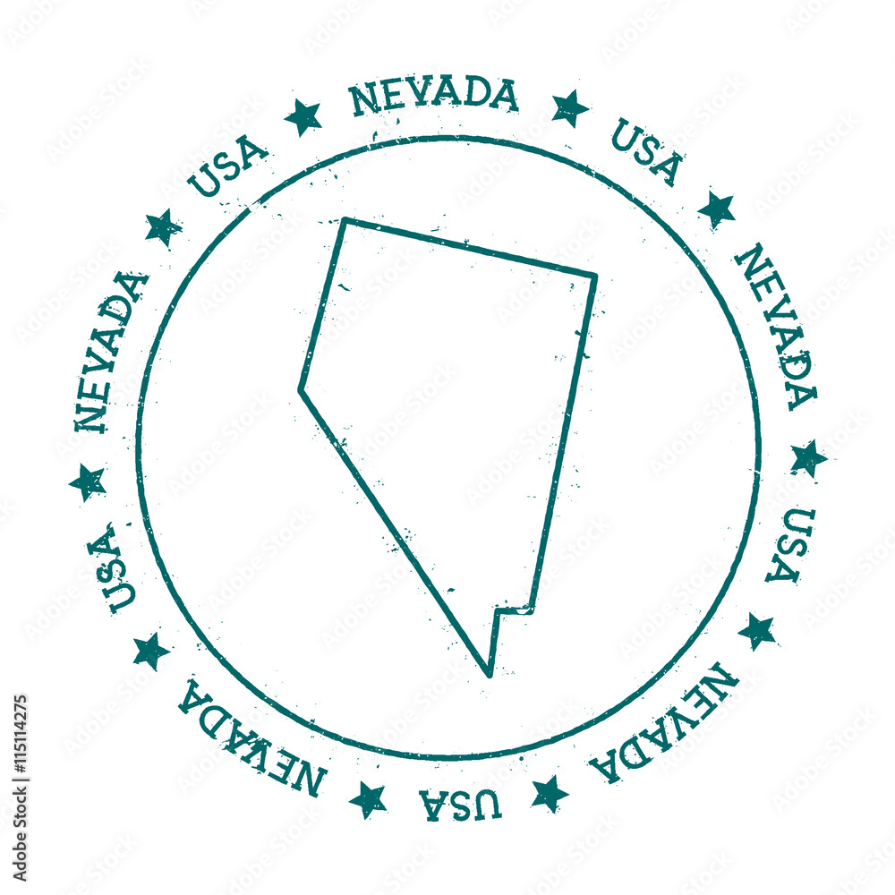 Nevada vector map. Retro vintage insignia with US state map. Distressed ...