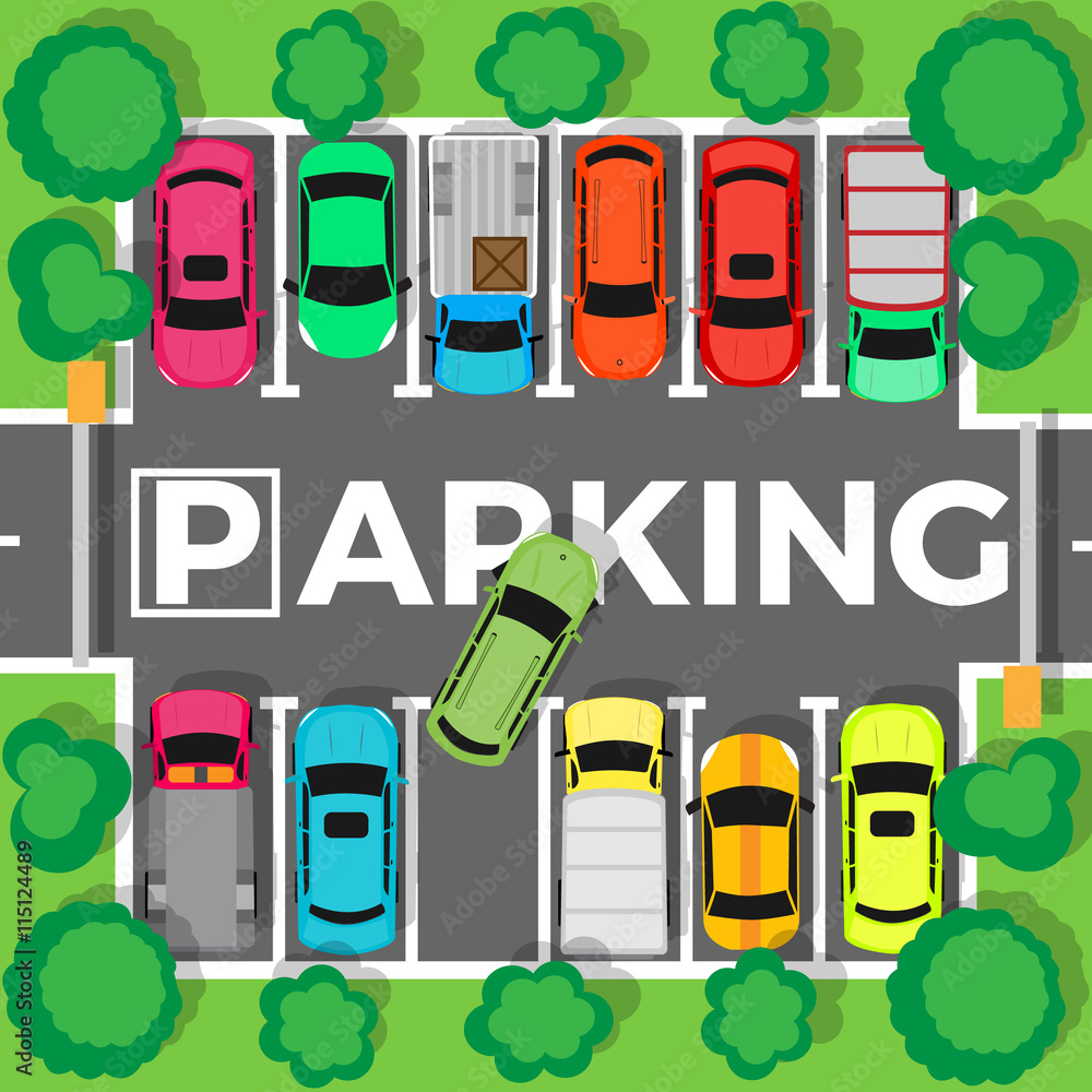 Parking Top View Vector Illustration Stock Vector | Adobe Stock