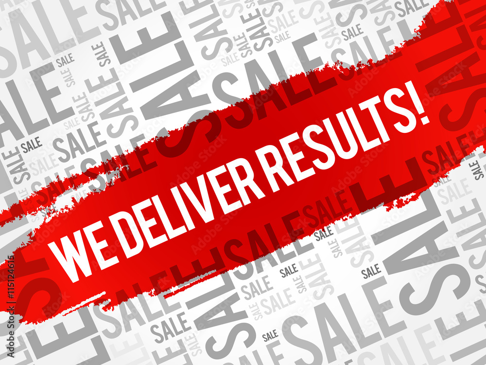 We deliver results ! words cloud, business concept background Stock ...