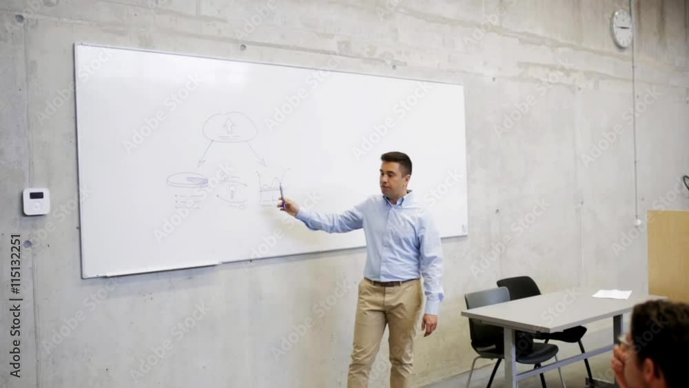 students and teacher at white board on lecture Stock ビデオ | Adobe Stock
