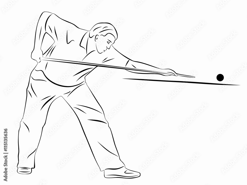 silhouette snooker player. vector drawing Stock Vector | Adobe Stock