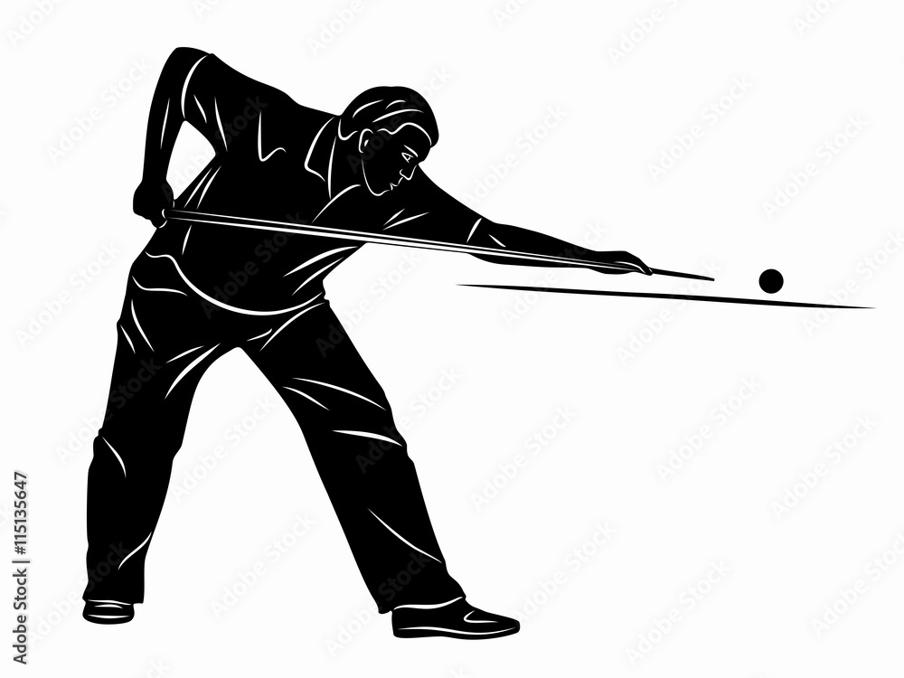 silhouette snooker player. vector drawing Stock Vector | Adobe Stock