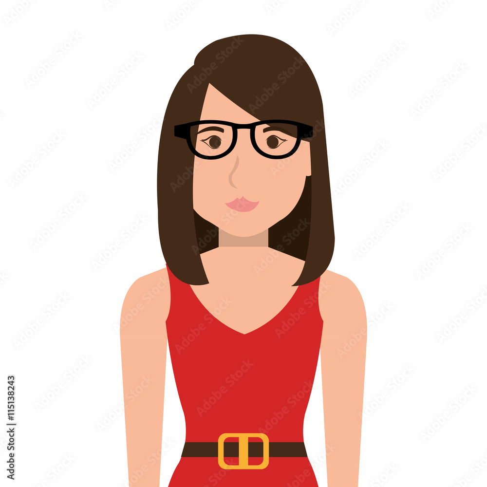 Young and beautiful woman profile cartoon, vector illustration flat ...