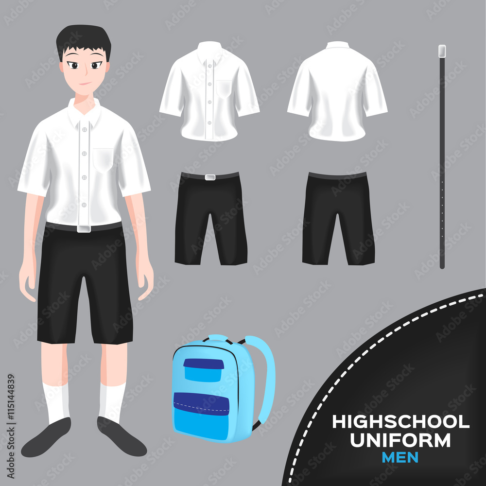 asian man university and high school uniform set , Thai uniform version ...