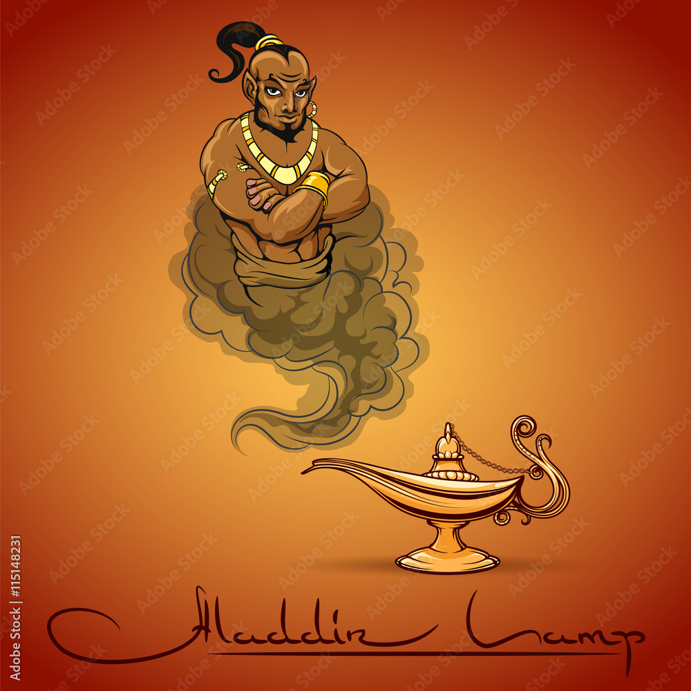 Aladdin Genie Coming Out Of Lamp