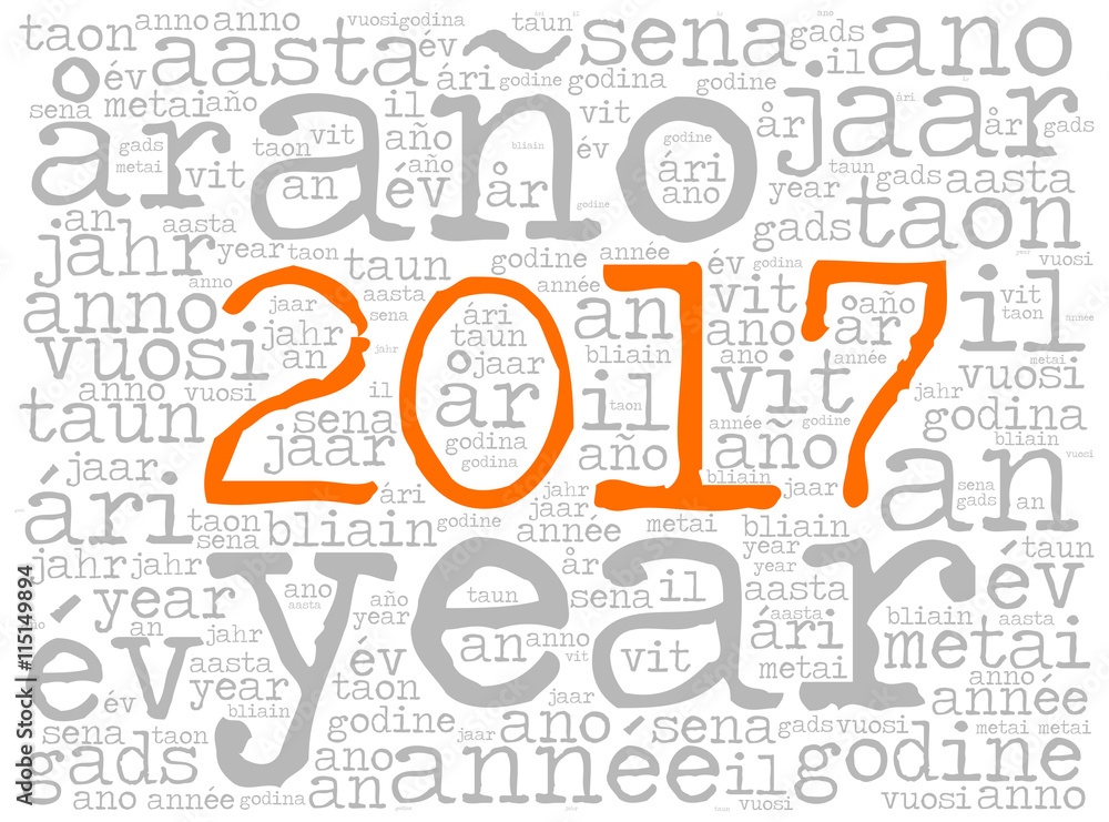 Vettoriale Stock Word cloud 2017. The word Year is in many different ...